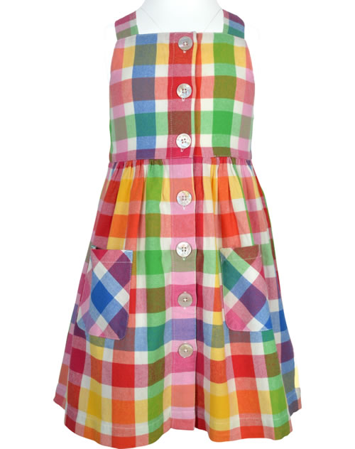 Frugi Dress ABIGAIL rainbow check shop online at Papiton.