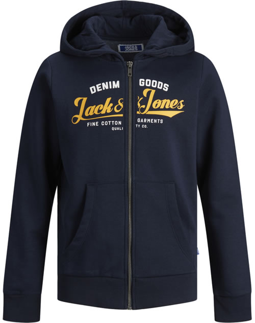Jack & Jones Junior Sweat Zip Hood Jacket JJELOGO navy blazer shop ...