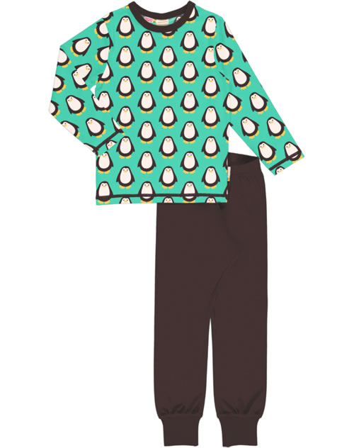 Maxomorra Pyjama lang PENGUIN türkis/braun kaufen | papiton.de
