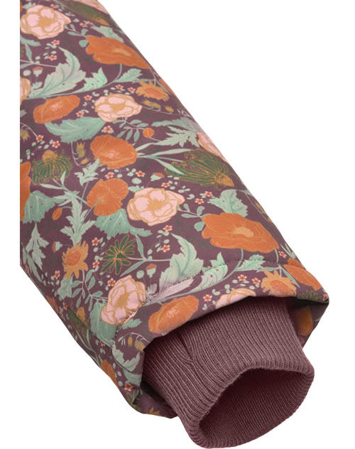 Mikk-Line Mädchen-Winterjacke mit Kapuze Blumen decadent chocolate ...