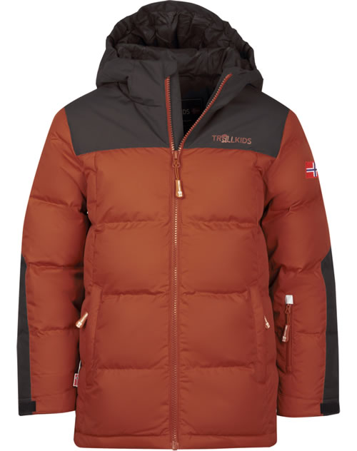 Trollkids Down jacket KIDS NARVIK XT red clay/black shop online at Papiton.