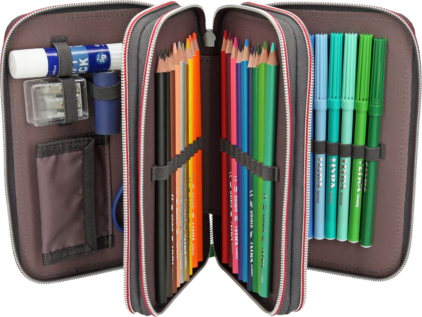 DINO WORLD Federtasche mit drei Fächern gefüllt mit Streichpailletten ...