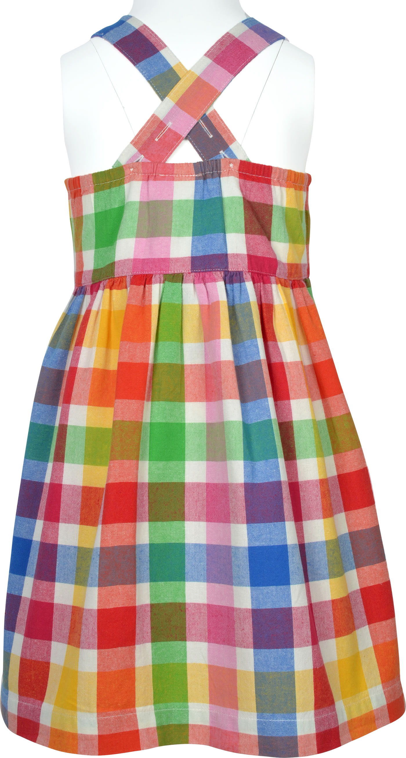 Frugi Dress ABIGAIL rainbow check DRS232RCE GOTS online at Papiton.
