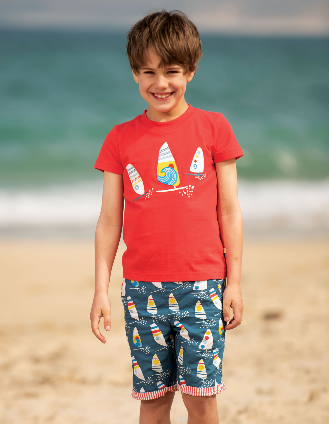 Frugi Wende-Shorts REUBEN RIDE THE WAVES steely blue kaufen | papiton.de
