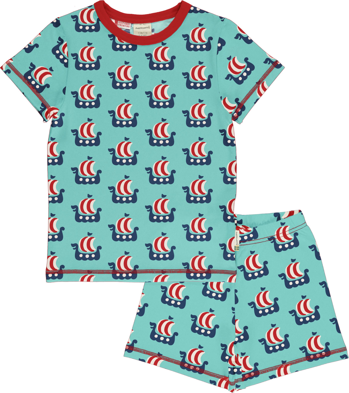 Maxomorra Pyjama kurz VIKING SHIP türkis kaufen | papiton.de