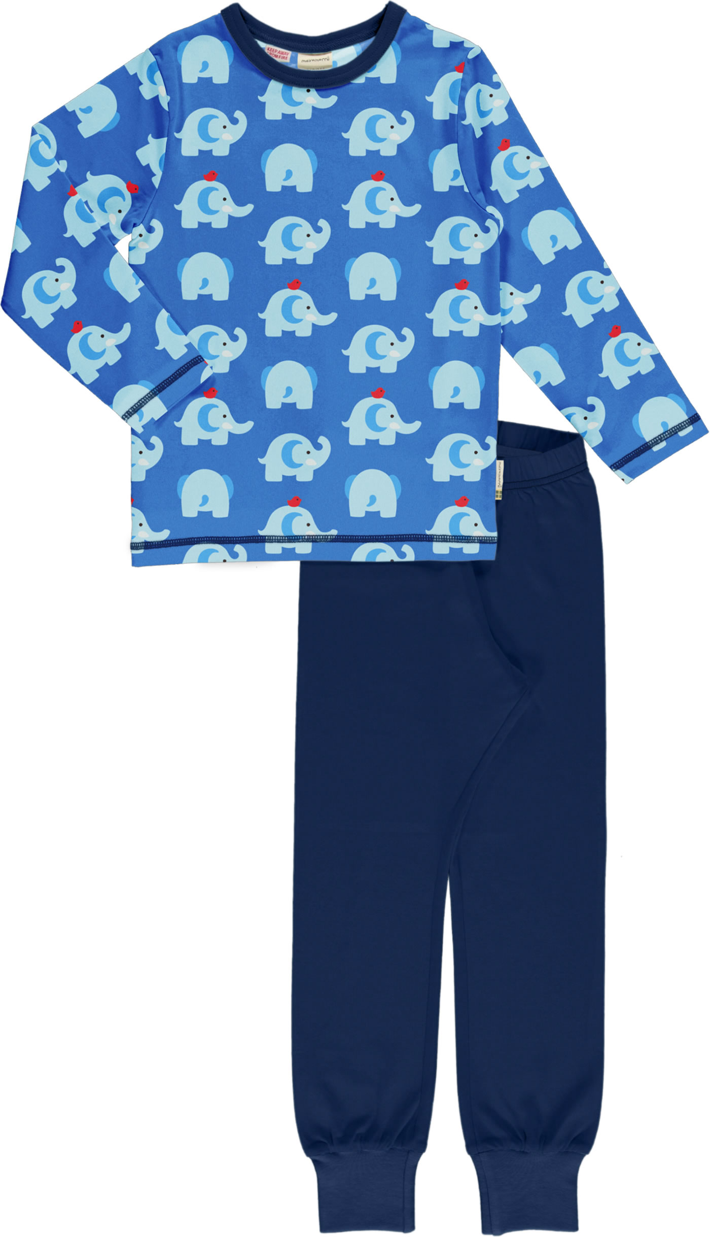 Maxomorra Pyjama lang ELEPHANT FRIENDS blau GOTS kaufen | papiton.de