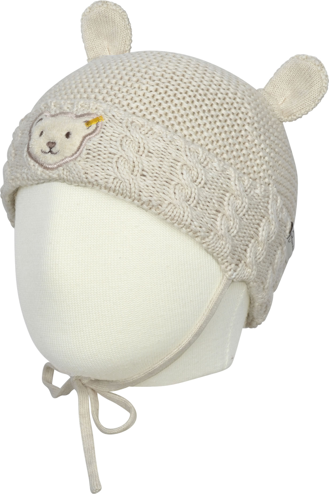 Steiff Baby-Strickmütze m.Bindeband BEAR HUGS sandshell kaufen | papiton.de