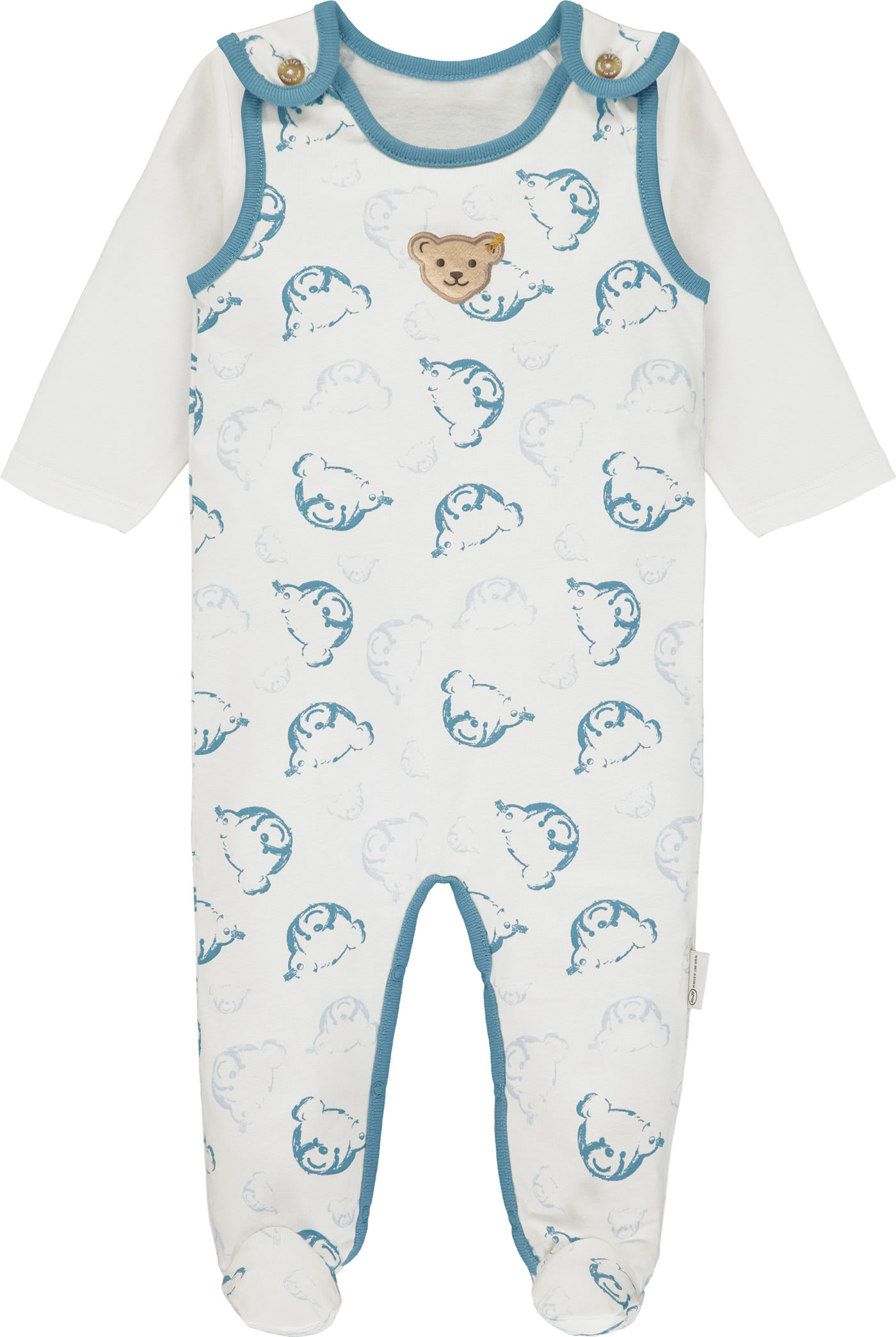 Steiff Set Strampler und Shirt Langarm BABY ORGANIC blue/cloud d ...