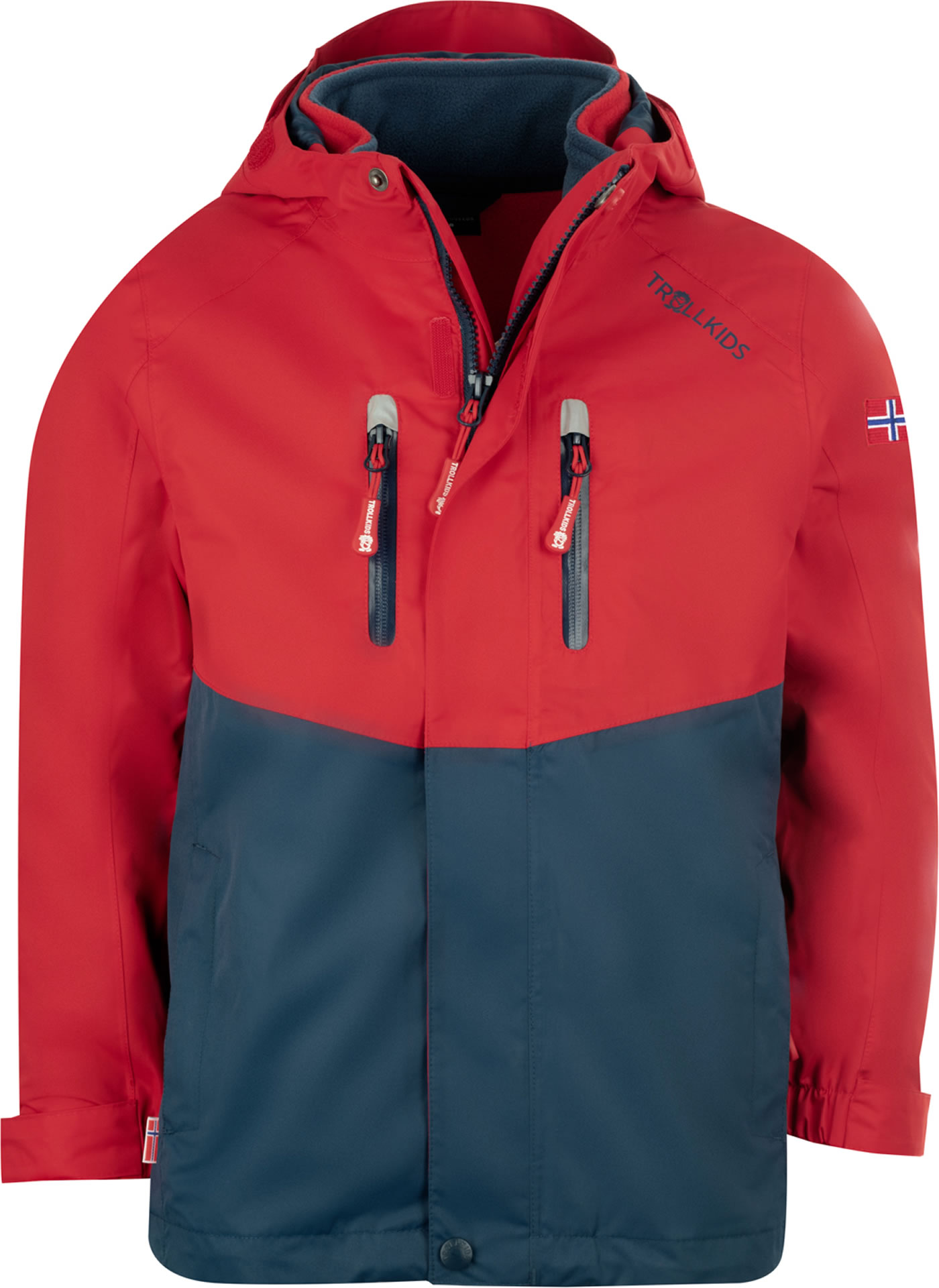 Trollkids Kids 3in1 Allweather Jacket BRYGGEN bright red/mystic blue ...
