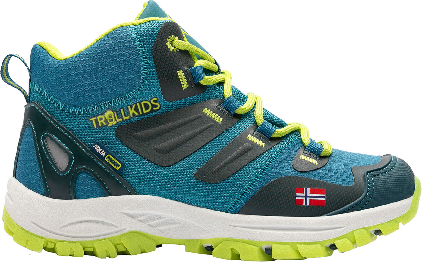 Trollkids Hiking Shoes KIDS RONDANE HIKER MID petrol/lime